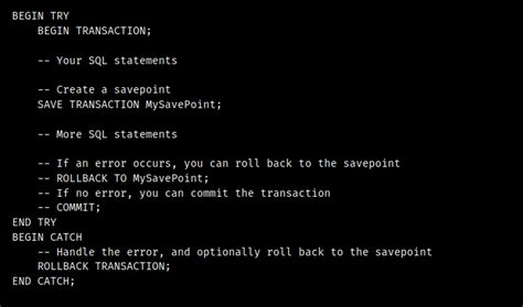 Sql Server Transaction Savepoint More About