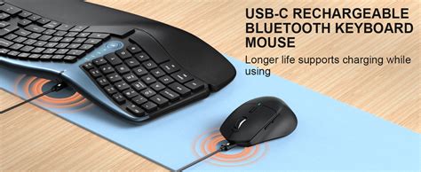 Ergonomic Wireless Keyboard Mouse Combo Mk835 Wave Keys Bluetooth 2 4g Split Design