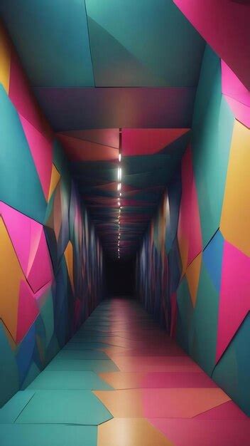 Premium AI Image Tunnel With Polygon Background 3d Rendering