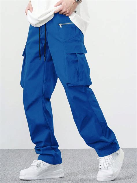 Manfinity EMRG Loose Fit Men S Cargo Pants With Flap Pockets Drawstring Waist And Side Pockets