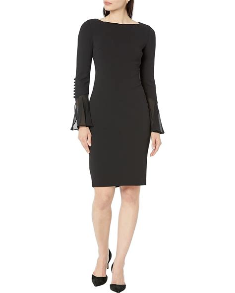 Womens Calvin Klein Chiffon Bell Sleeve Sheath Dress