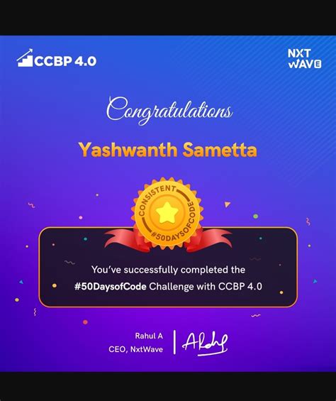 Yashwanth Sametta On Linkedin 50daysofcodechallenge Nxtwave Ccbp