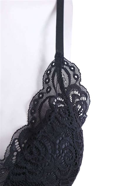 Black Spaghetti Strap Lace Crop Lingerie Sheinsheinside