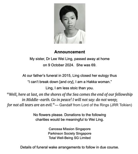 Dr Lee Wei Ling Daughter Of Singapores Founding Father Passes Away
