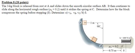 Solved Problem 8 20 Points The 3 Kg Block Is Released From Chegg Com