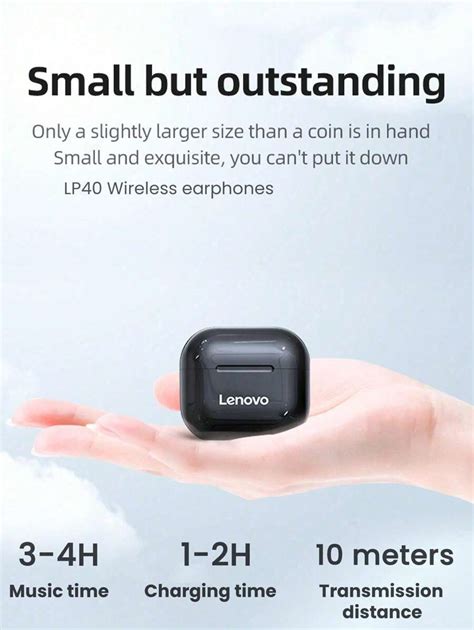 Lenov O 1pc LP40 Black Bluetooth Earphone Half In Ear Sports Deep