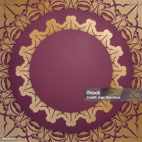 Brosur Dalam Warna Burgundy Dengan Pola Emas Mewah Untuk Ucapan Selamat