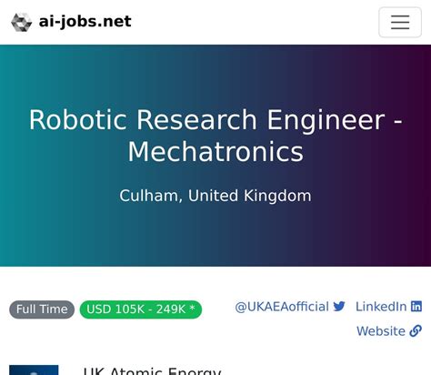 [hiring] robotic research engineer mechatronics in culham united