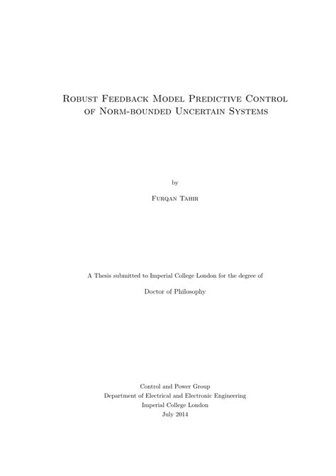 Pdf Robust Feedback Model Predictive Control Of Norm Bounded