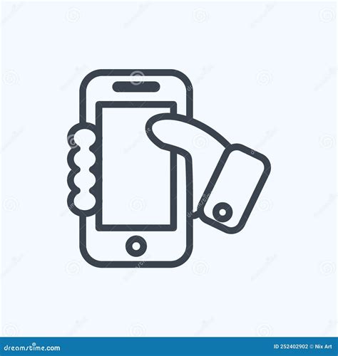 Icon Holding Smartphone Suitable For Web Interface Symbol Line Style