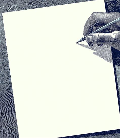 Hand Holding Pencil And Blank Sheet Of Paper Drawing By Csa Images