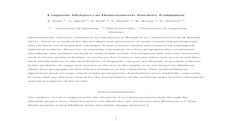 Pdf Linguistic Distances In Dialectometric Intensity Estimation · 1 Linguistic Distances In