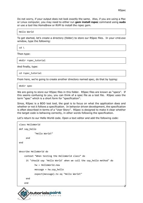 Rspec Tutorial Pdf Rspec Tutorial Pdf
