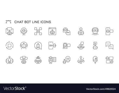 Chat Bot Line Icon Simple Robotic Speech Stroke Vector Image