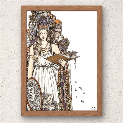 Athena Art Print Greek Mythology Etsy