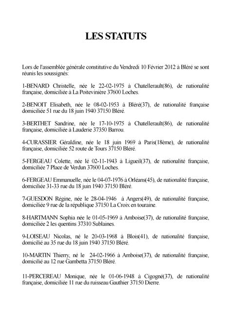 Statuts Quentin Espoir En Faim