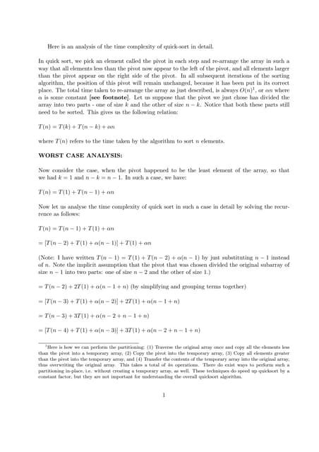 Quicksort Analysis Pdf Programming Languages Computing