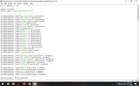 Python Program To Simple Invoice Quotation Using The Python Tkinter Kashipara