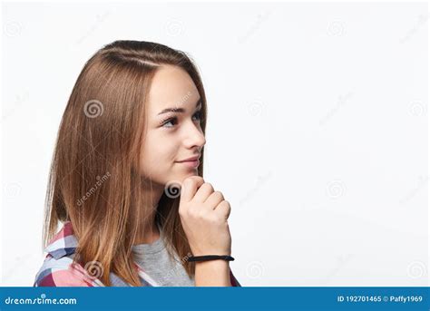 Portrait Of Smiling Teen Girl Looking At Camera Stock Image Image Of