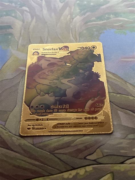 Rainbow Snorlax Vmax Pokemon Gold Foil Card Fan Art With Top Loader