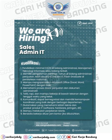 Pt Tabel Data Informatika Cari Kerja Bandung