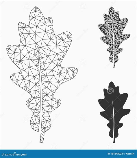 Oak Leaf Vector Mesh Wire Frame Model And Triangle Mosaic Icon Stock Vector Illustration Of
