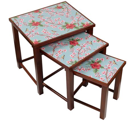 Perching Floral Paradise Side Table Side Table Set Of 3 India Circus