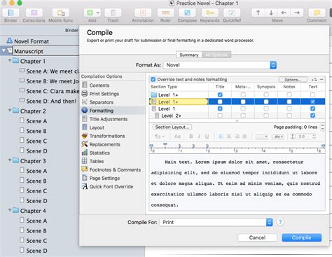 Formatting Levels Structuring In Scrivener ScrivenerVirgin