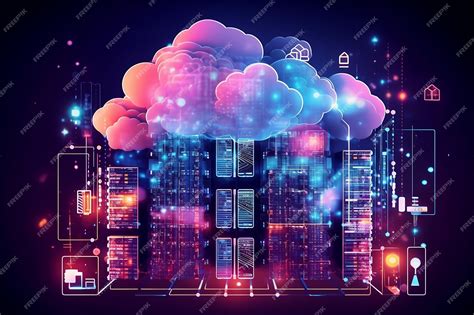 Premium Photo Cloud Computing Server System Storage Unit Network System Computer Simulation System