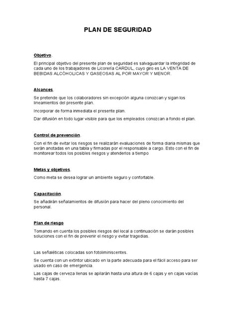 Plan De Seguridad Pdf