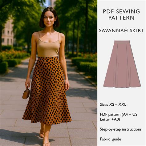 Skirt Sewing Pattern — Paneled A Line Midi Skirt Pattern — Pdf Download