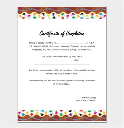 Free Certificate Of Completion Templates And Examples DocFormats Com