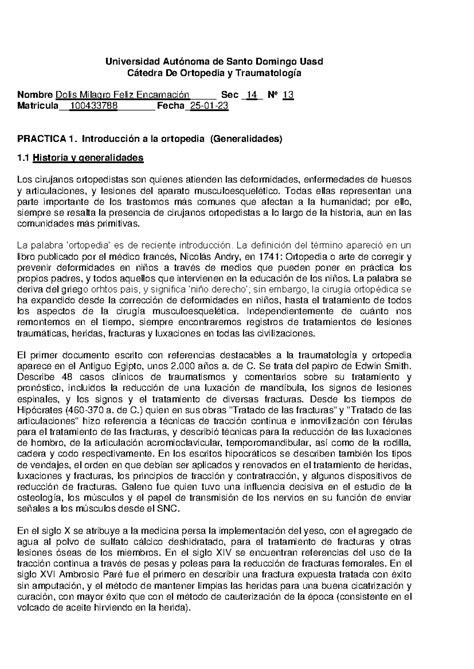 Dolis Feliz Practica 1 1 Historia Y Semiologia En Ortopedia