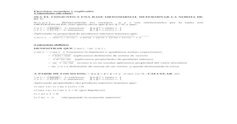 Ejercicios Resueltos Y Explicados Norma De Un Vector Pdf Document
