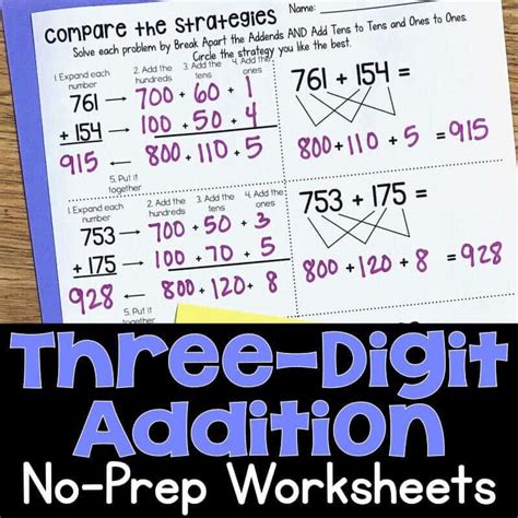 Three Digit Addition Worksheets With