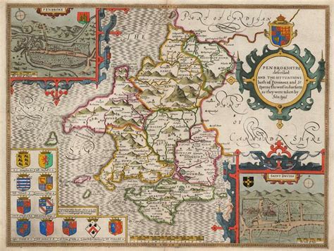 1662 John Speed County Map Of Pembrokeshire Rare Rea Issue