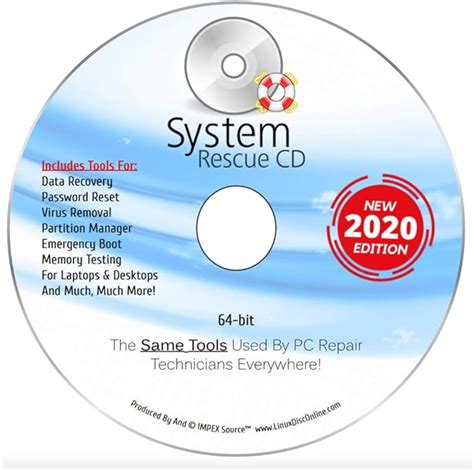 System Rescue Cd System Recovery Disk For Windows 10 8 1 8 7 Vista Xp And Linux System