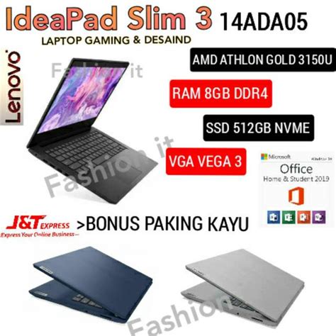 Jual Laptop Lenovo Ideapad Slim 3 14ada05 Amd Athlon Gold 3150u 8gb Ssd