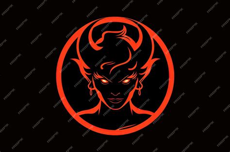 Premium Photo Devil Demon Woman Logo With Horns Isolated On Black