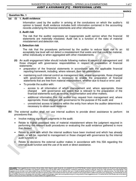 Spring 2018 August 2018 Icmap Answer Paper Pdf Financial Audit
