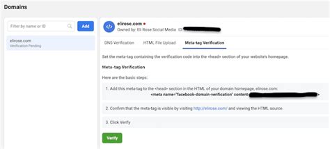 Meta Facebook Domain Verification