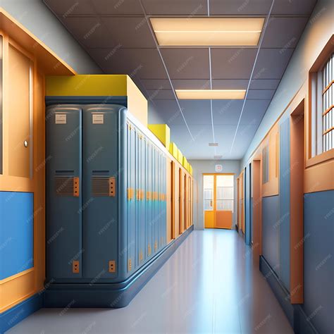 Premium Ai Image High School Hallway With Lockers Education Classroom