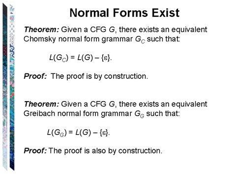Contextfree Grammars Normal Forms Chapter 11 Normal Forms