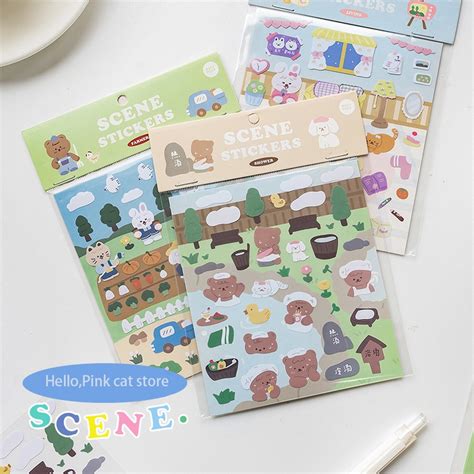 사랑스러운 만화 카와이 곰 아이돌 카드 스티커 스크랩북 Diy 휴대폰 귀여운 장식 콜라주 소재 문구 스티커스티커