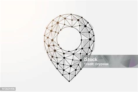 Location Pin 3d Low Poly Symbol With Connected Dots Gps Navigation Map Pointer Design Vector