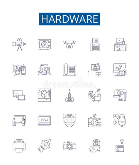 Hardware Line Icons Signs Set Design Collection Of Hardware Components Devices Cpus
