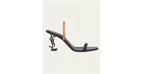 Saint Laurent Opyum Bicolor Ysl Heel Slide Sandals In Natural Lyst
