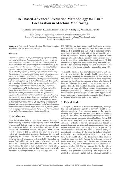 PDF IoT Based Advanced Prediction Methodology For Fault Localization In Machine Monitoring