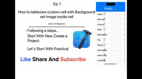 xcode tutorial how to set an image inside uitableviewcell youtube