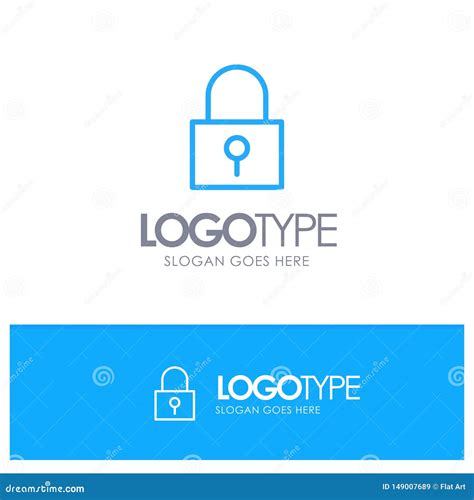 Lock Password Password Lock Secure Password Blue Outline Logo Place For Tagline Stock Vector